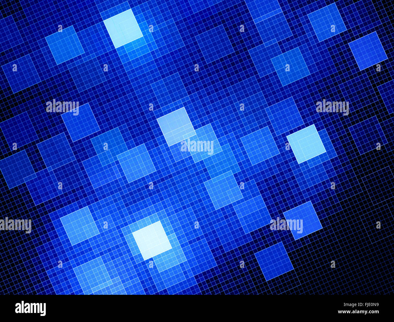 Blue glowing squares in space, computer generated abstract background ...