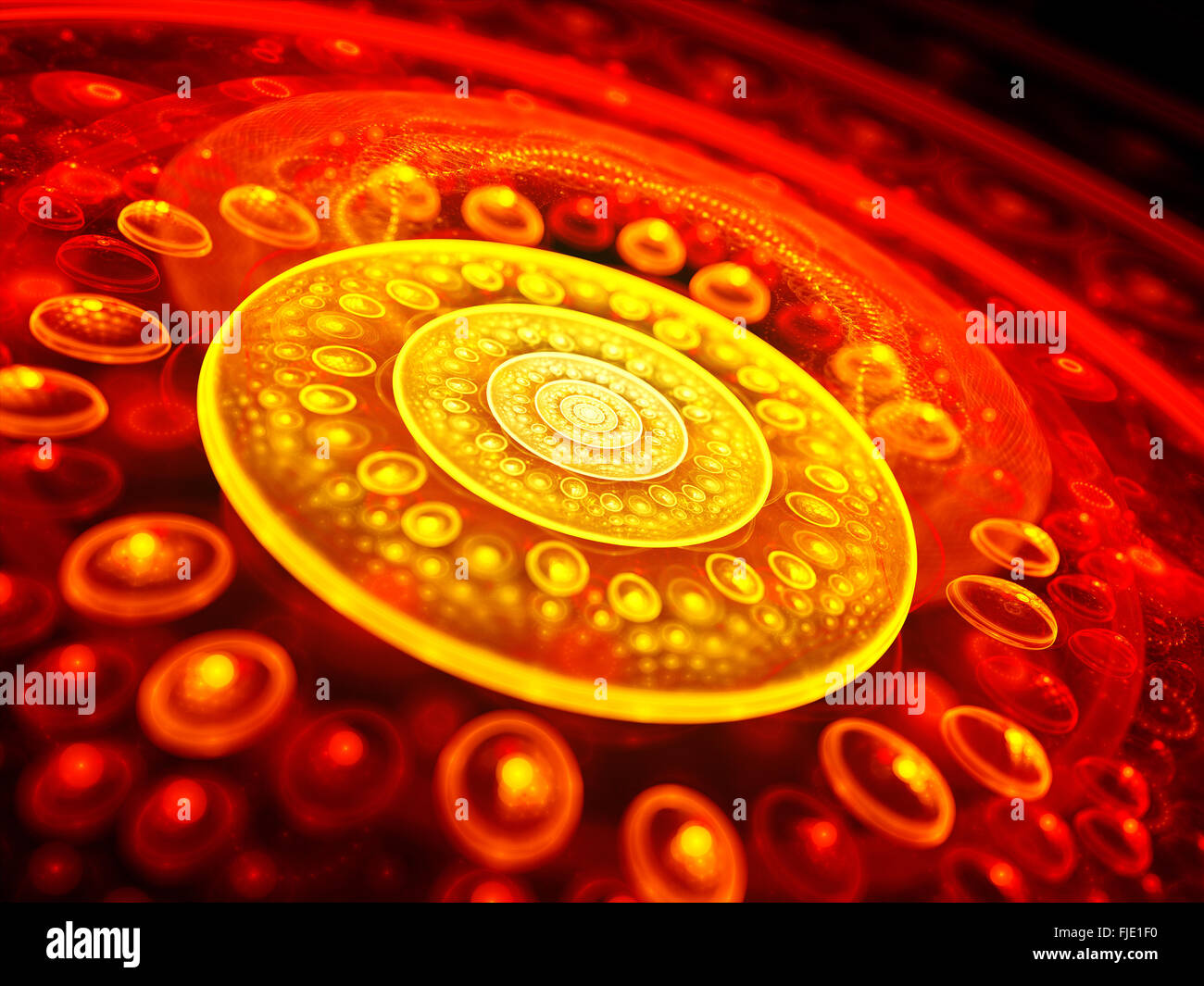 Fiery magic dimensional gate in space, computer generated abstract ...