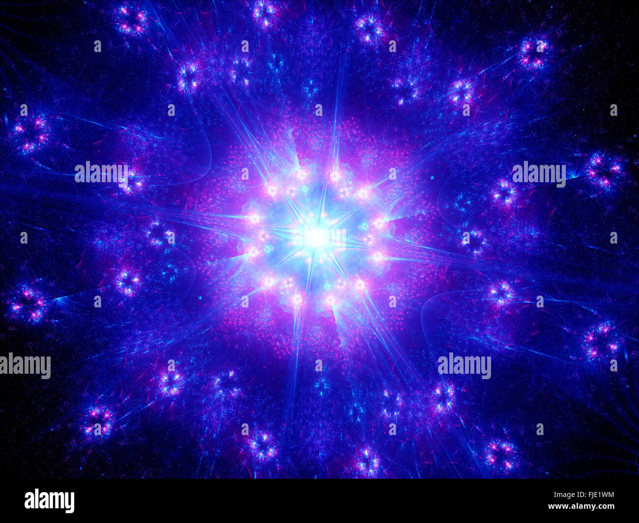 Magical glowing explosion in space, computer generated abstract ...