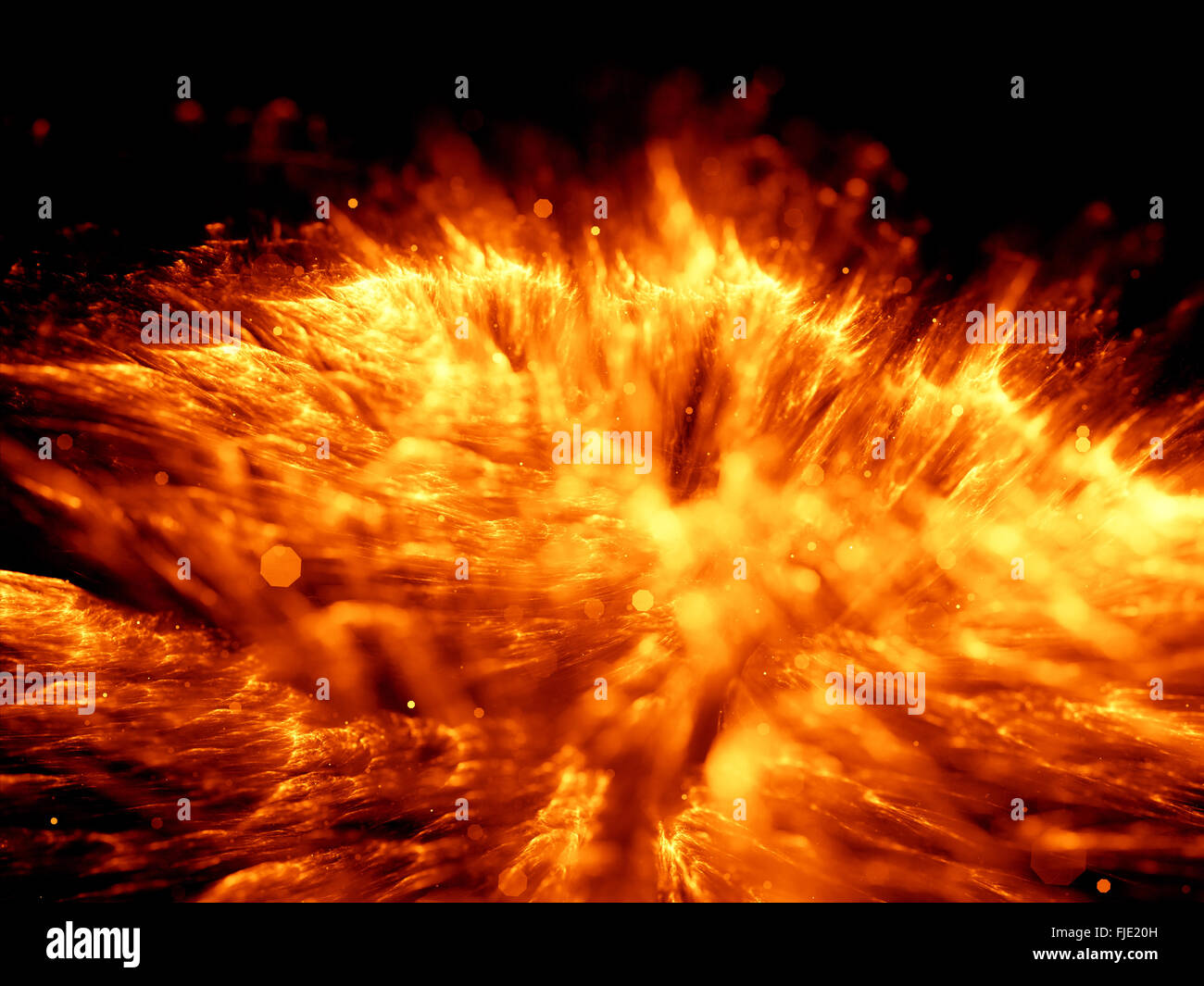 Glowing firestorm in space, computer generated abstract background ...