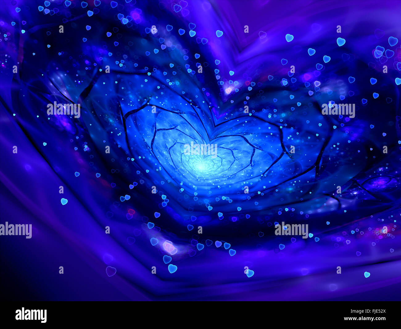 Magical heart in space with particles, computer generated abstract ...