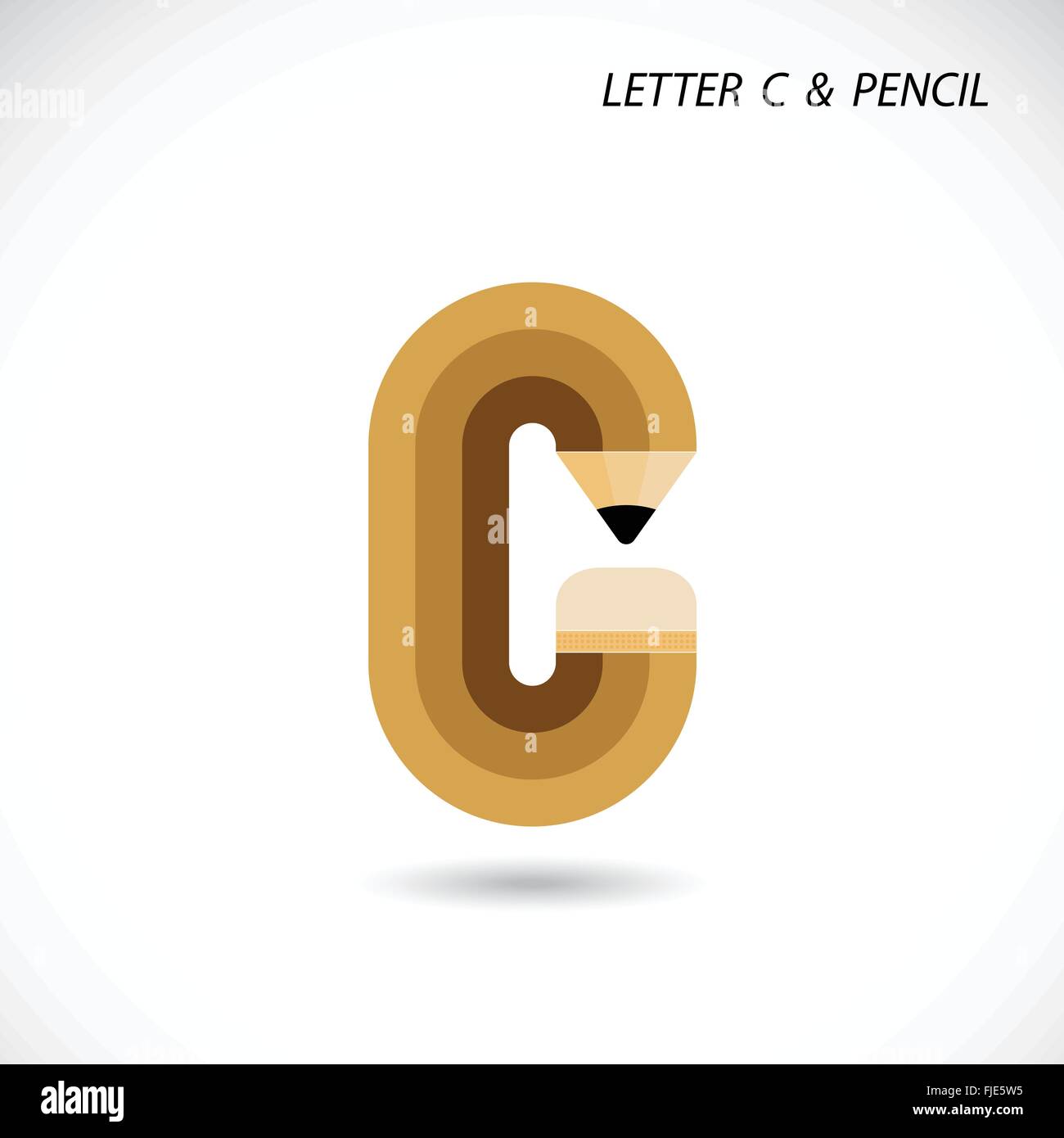 Creative letter C icon abstract logo design vector template with pencil ...