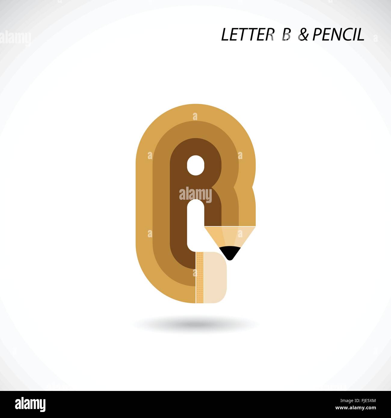 Creative letter B icon abstract logo design vector template with pencil ...