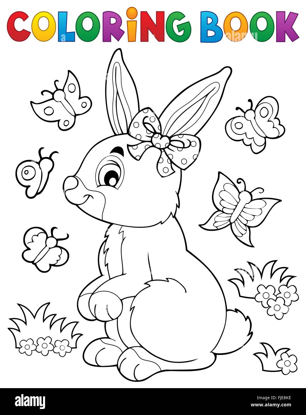 Coloring book rabbit topic 2 - picture illustration Stock Photo - Alamy