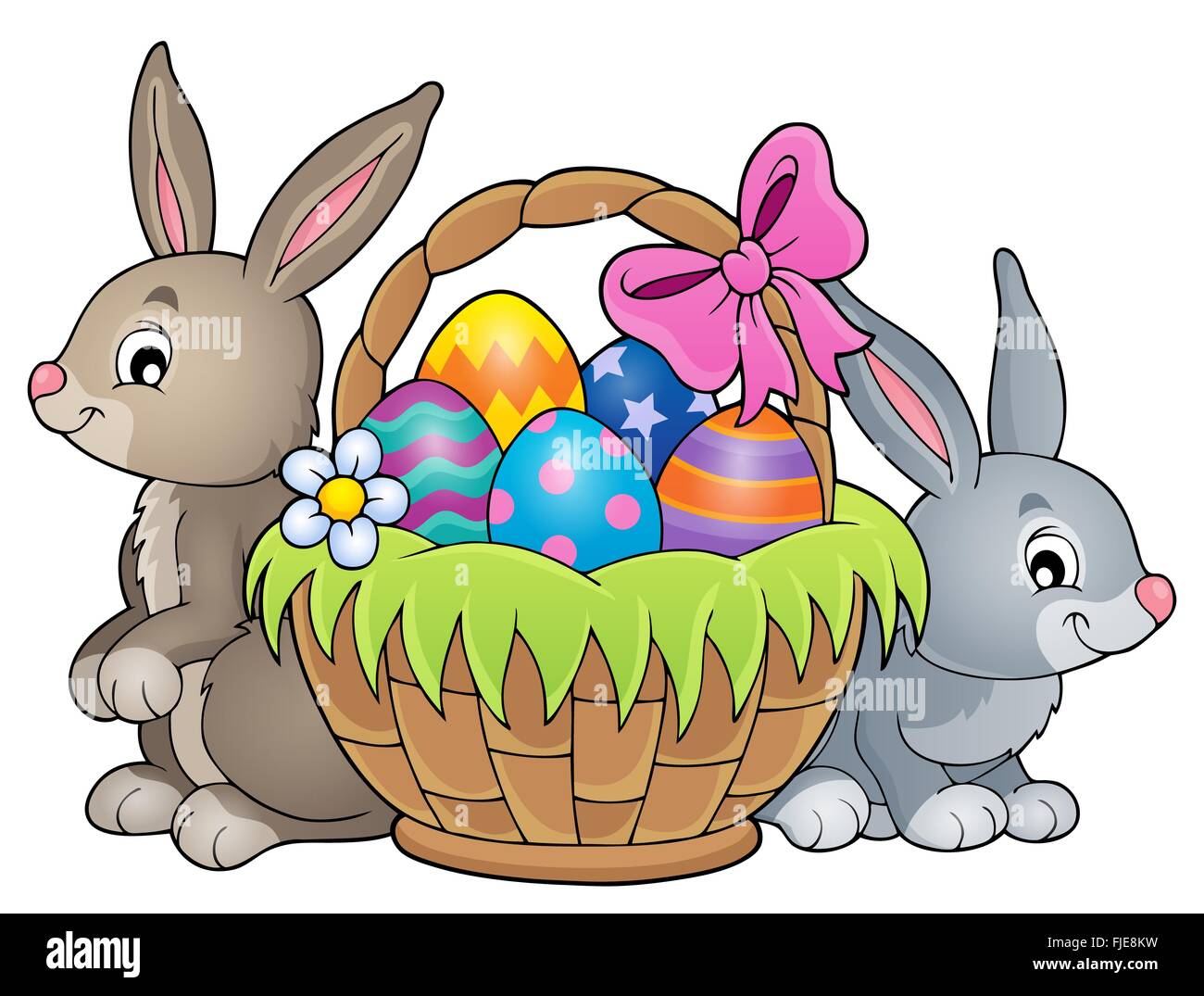 Easter basket theme image 3 - picture illustration Stock Photo - Alamy