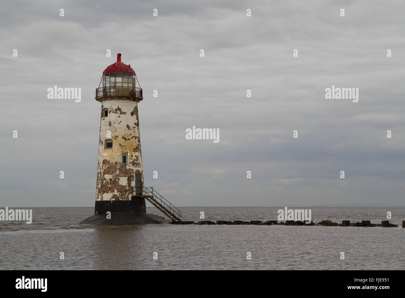 Point of Ayr derelict lighthouse, on the most northern tip of Wales ...