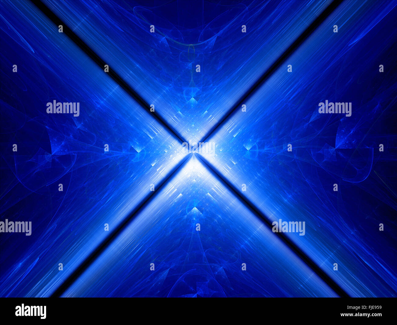 Blue glowing futuristic technological fractal, computer generated ...