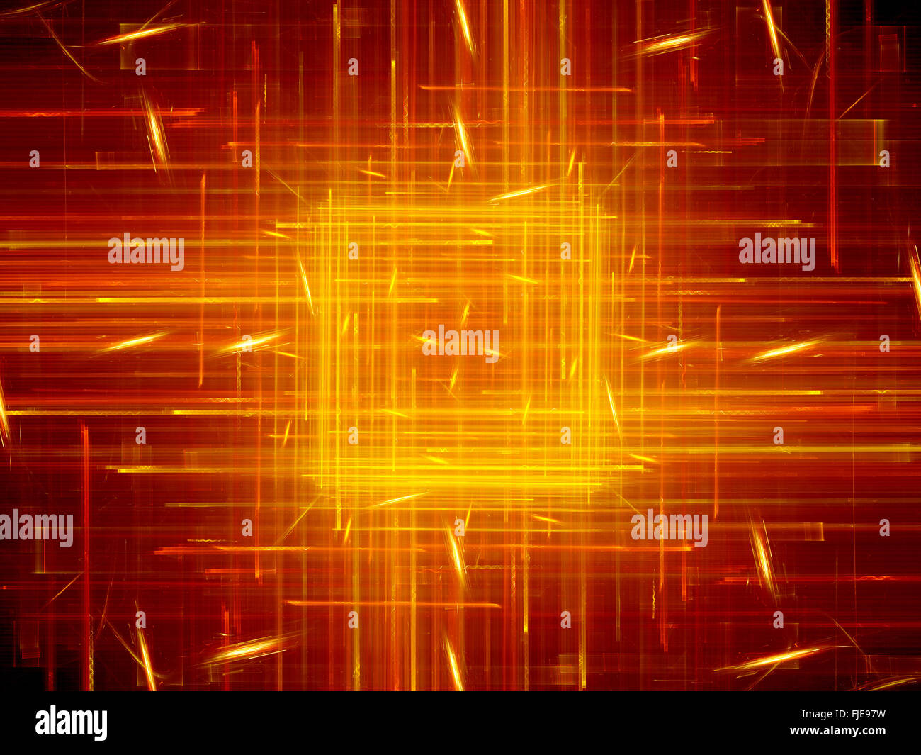Fiery glowing square with lines, new technology, computer generated ...