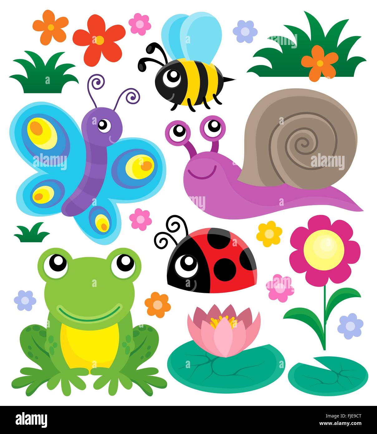 Spring animals and insect theme set 1 - picture illustration Stock ...