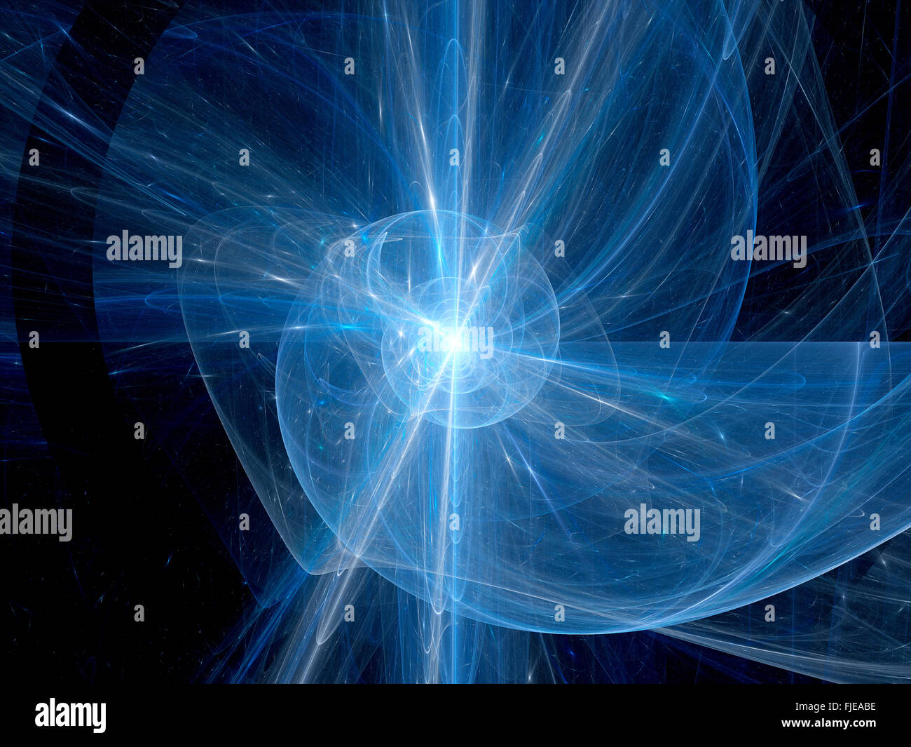 Blue glowing singularity in space, computer generated abstract ...