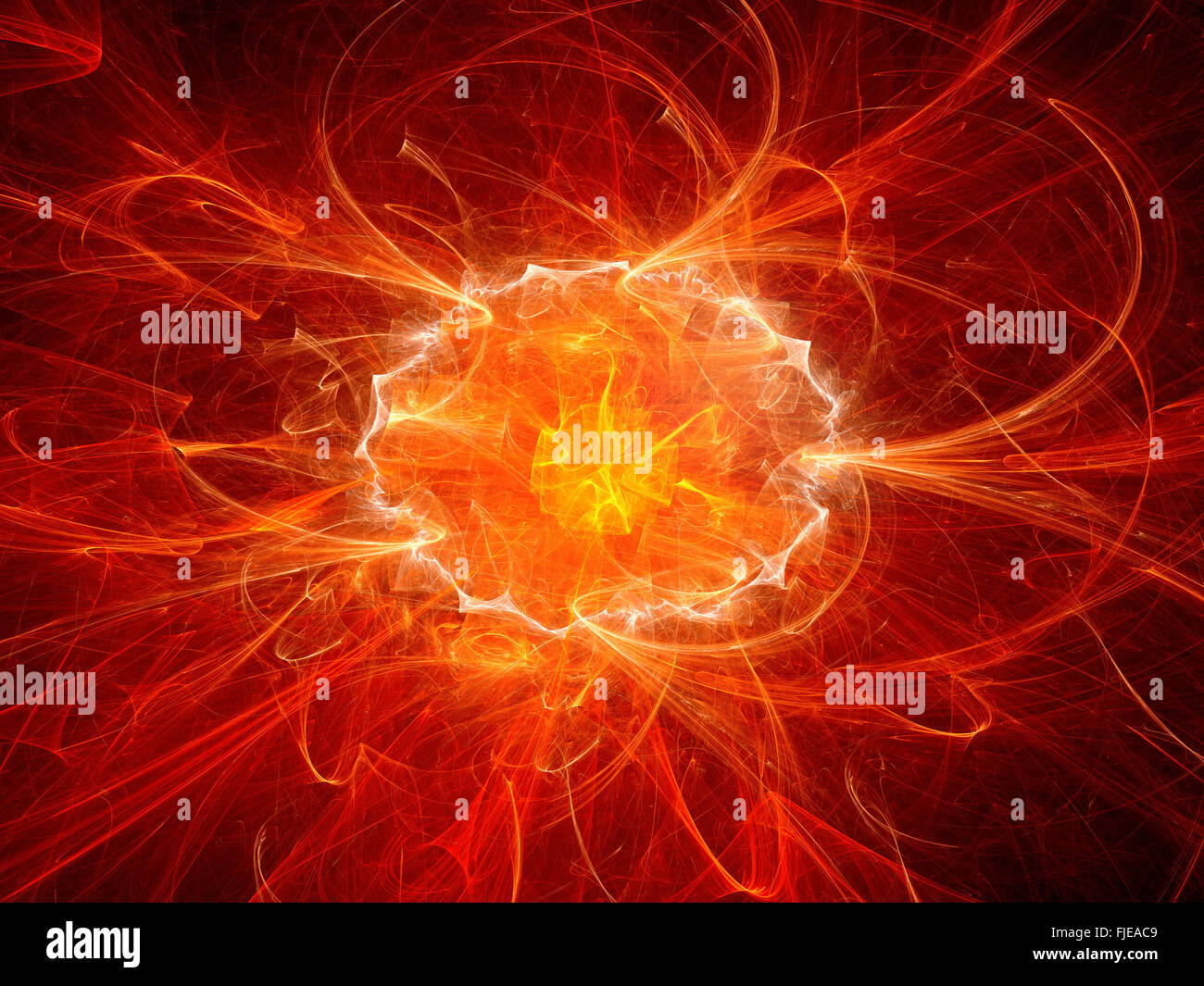 Red fiery explosion in space, computer generated abstract background ...