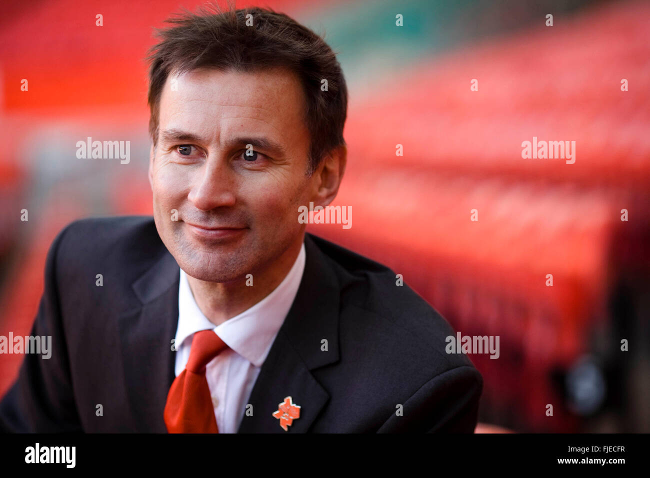 Health Secretary Jeremy Hunt photographed at Old Trafford Manchester ...