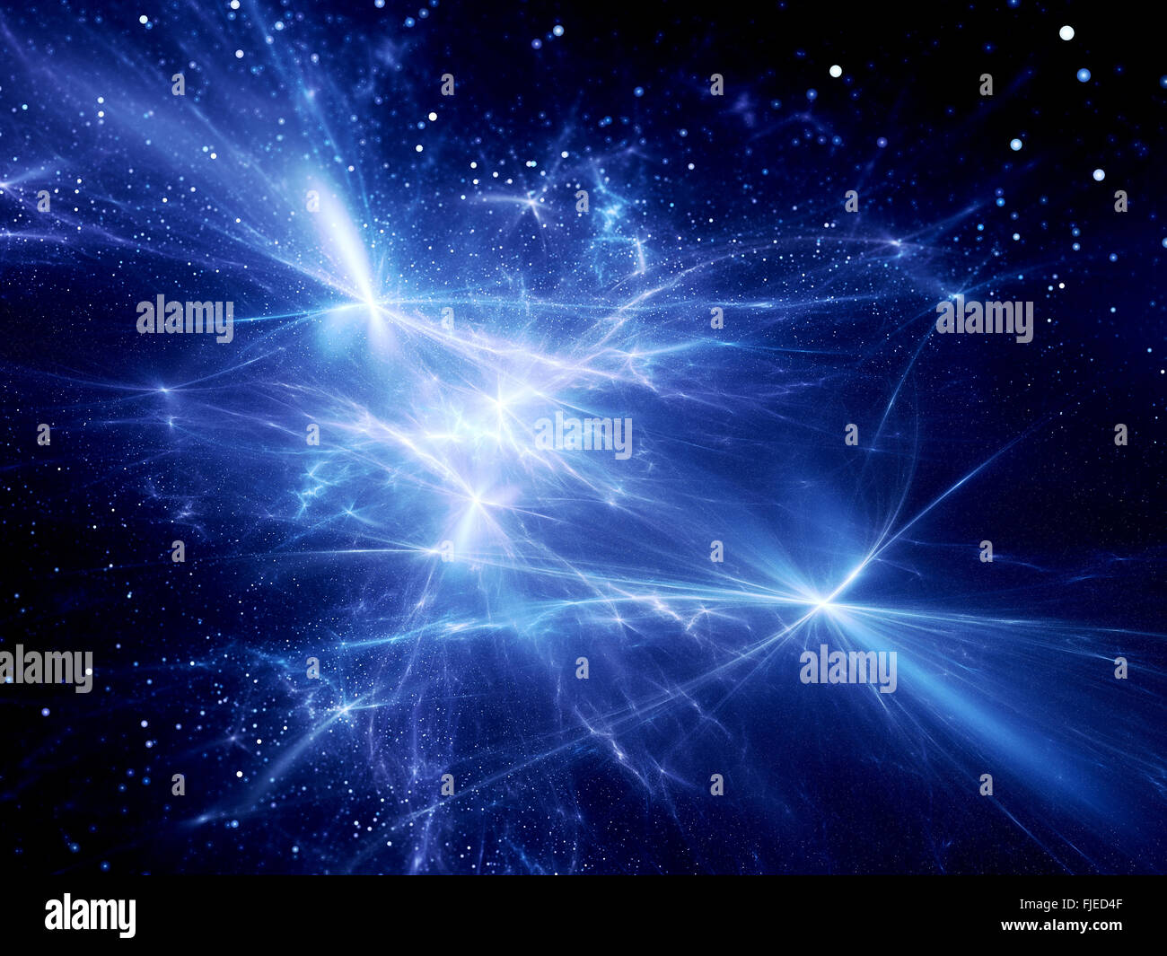 Blue glowing energy field in nebula, computer generated abstract ...