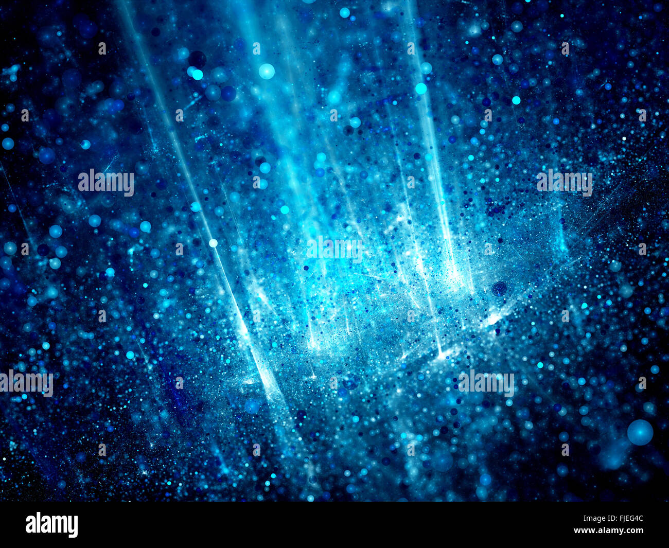 Blue glowing big data, particles and rays, computer generated abstract background Stock Photo ...