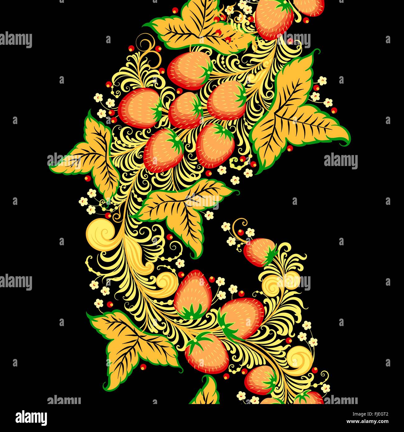 Traditional Russian vector seamless pattern in khokhloma style with ...