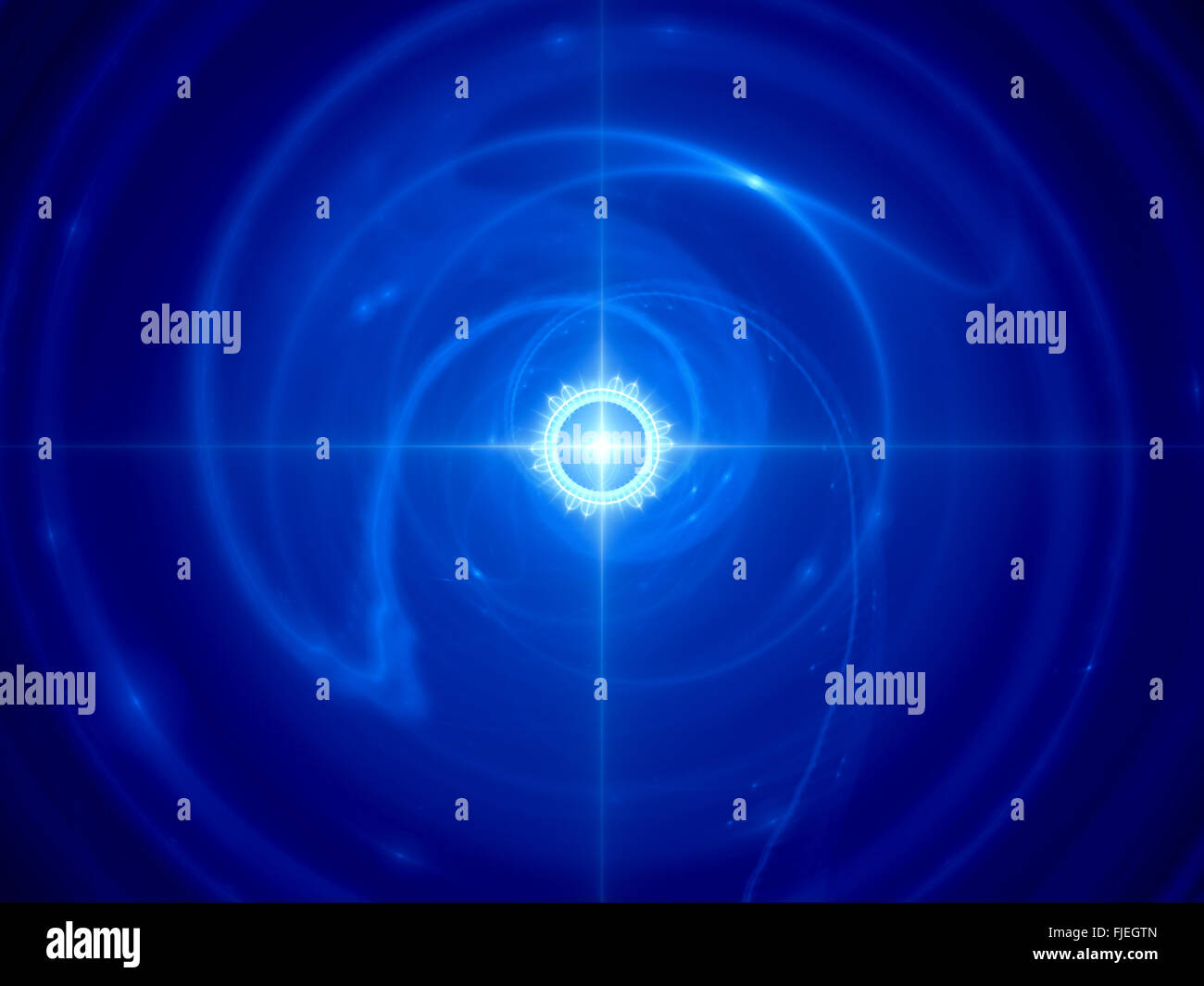 Blue glowing time machine in space, computer generated abstract ...