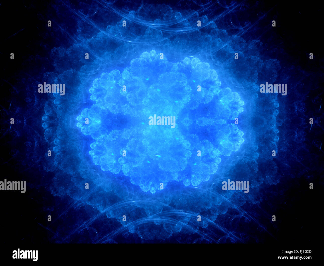 Blue glowing unknown virus, 3d, computer generated abstract background ...