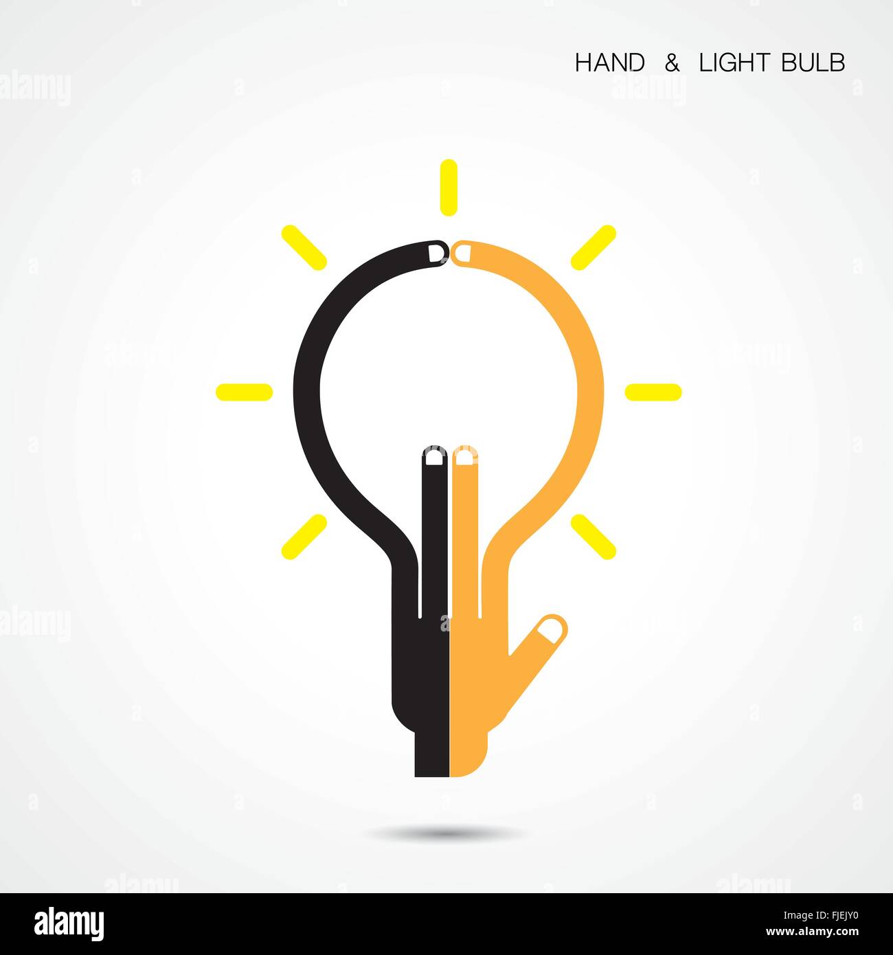 Creative light bulb and hand icon abstract logo design vector template ...