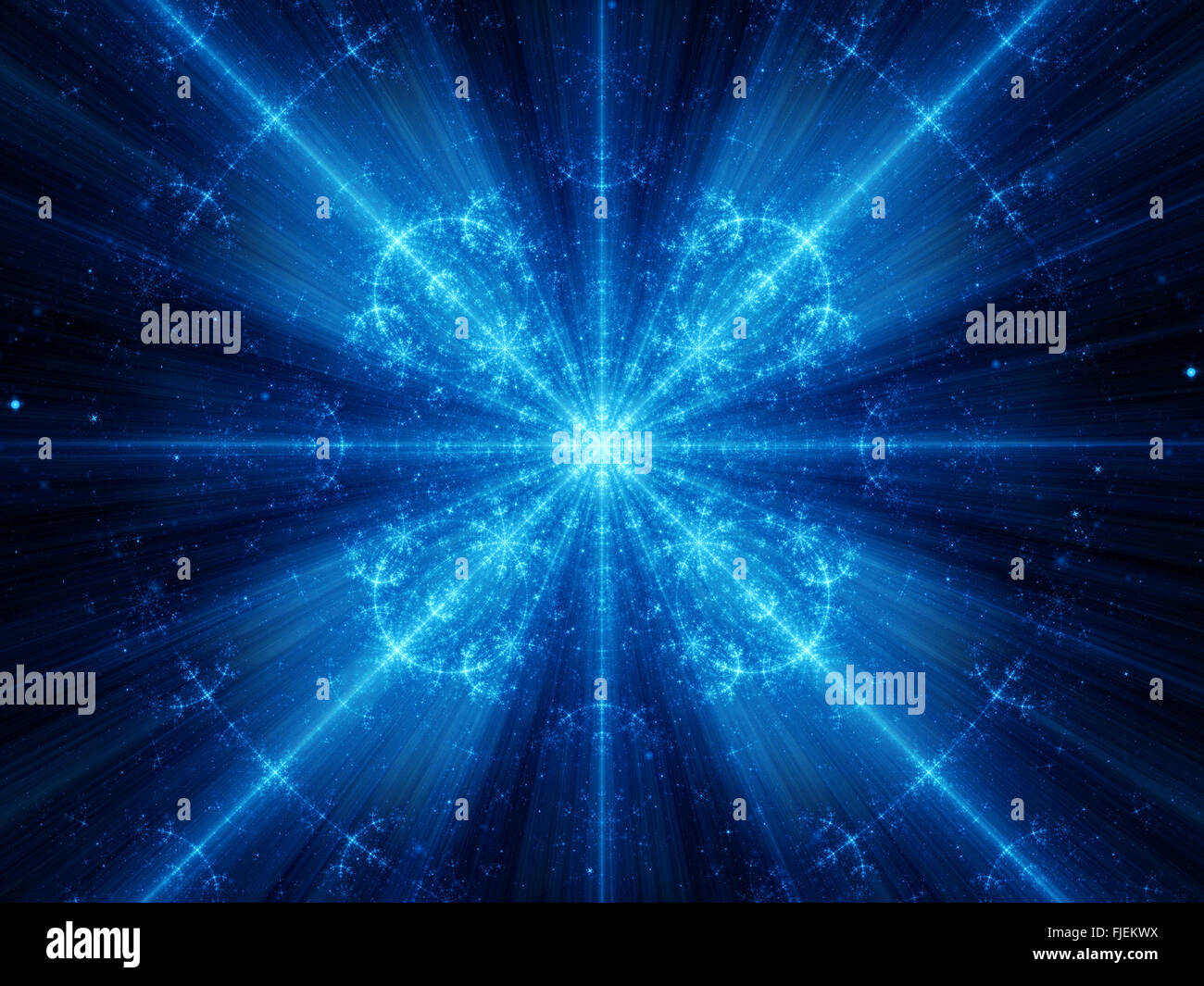Blue glowing ornament fractal, computer generated abstract background ...