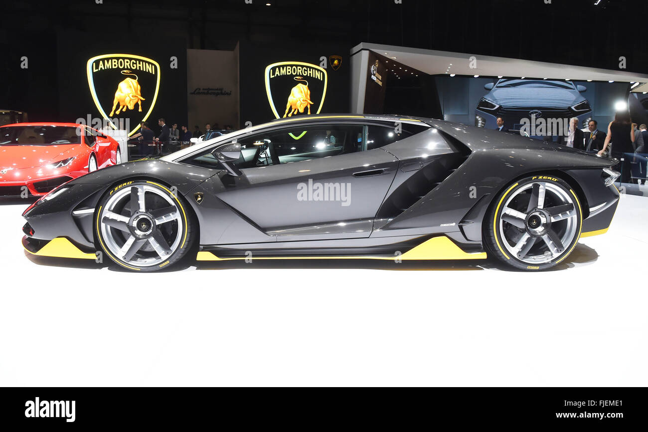 Geneva, Switzerland. 02nd Mar, 2016. The Lamborghini Cetenario LP770-4 ...