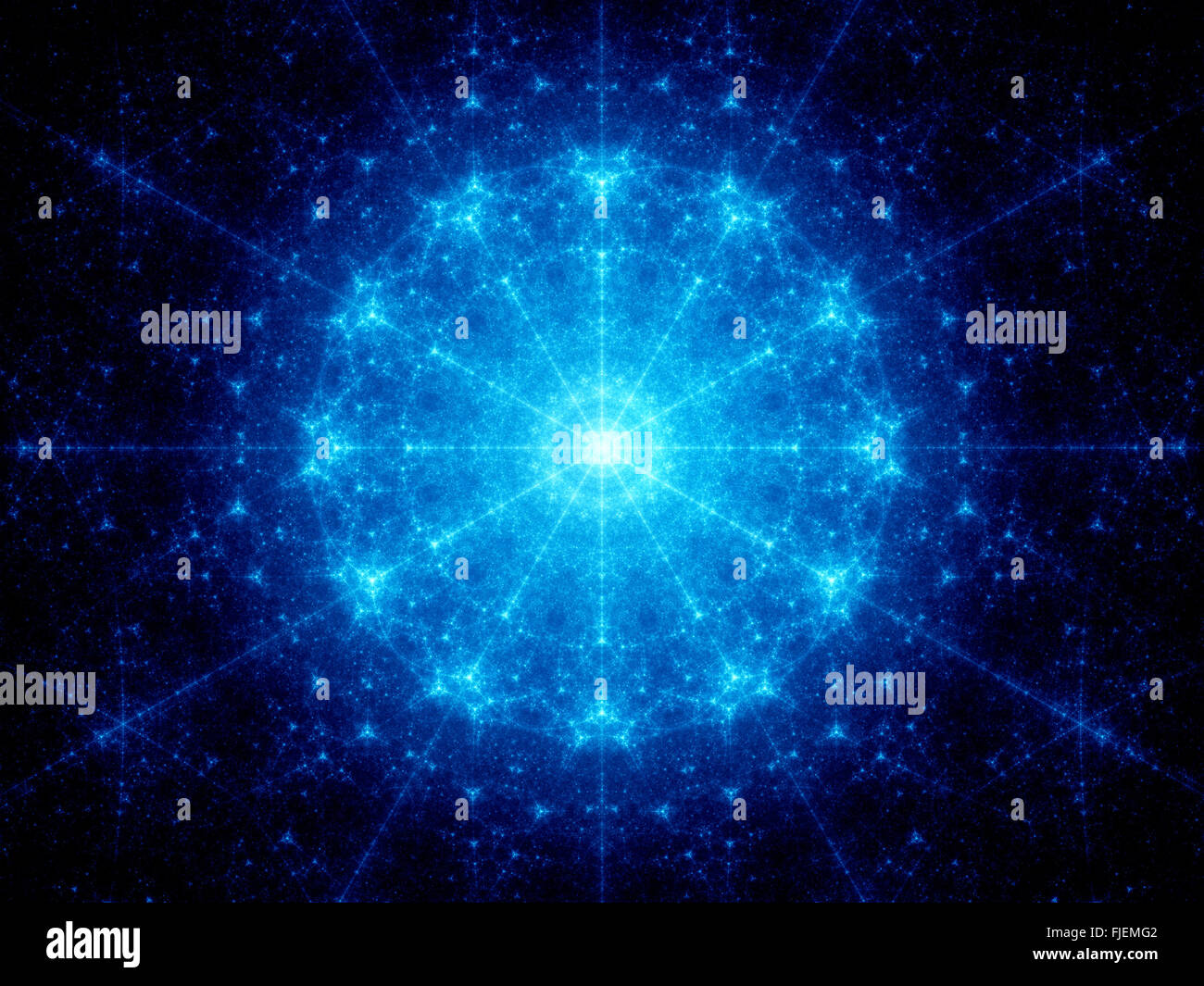 Blue glowing galactic clock in space, computer generated abstract ...