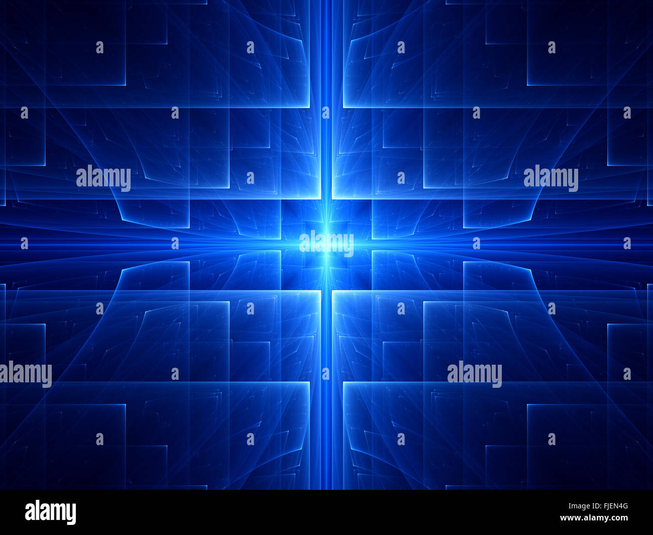 Blue glowing new technology, computer generated abstract background ...