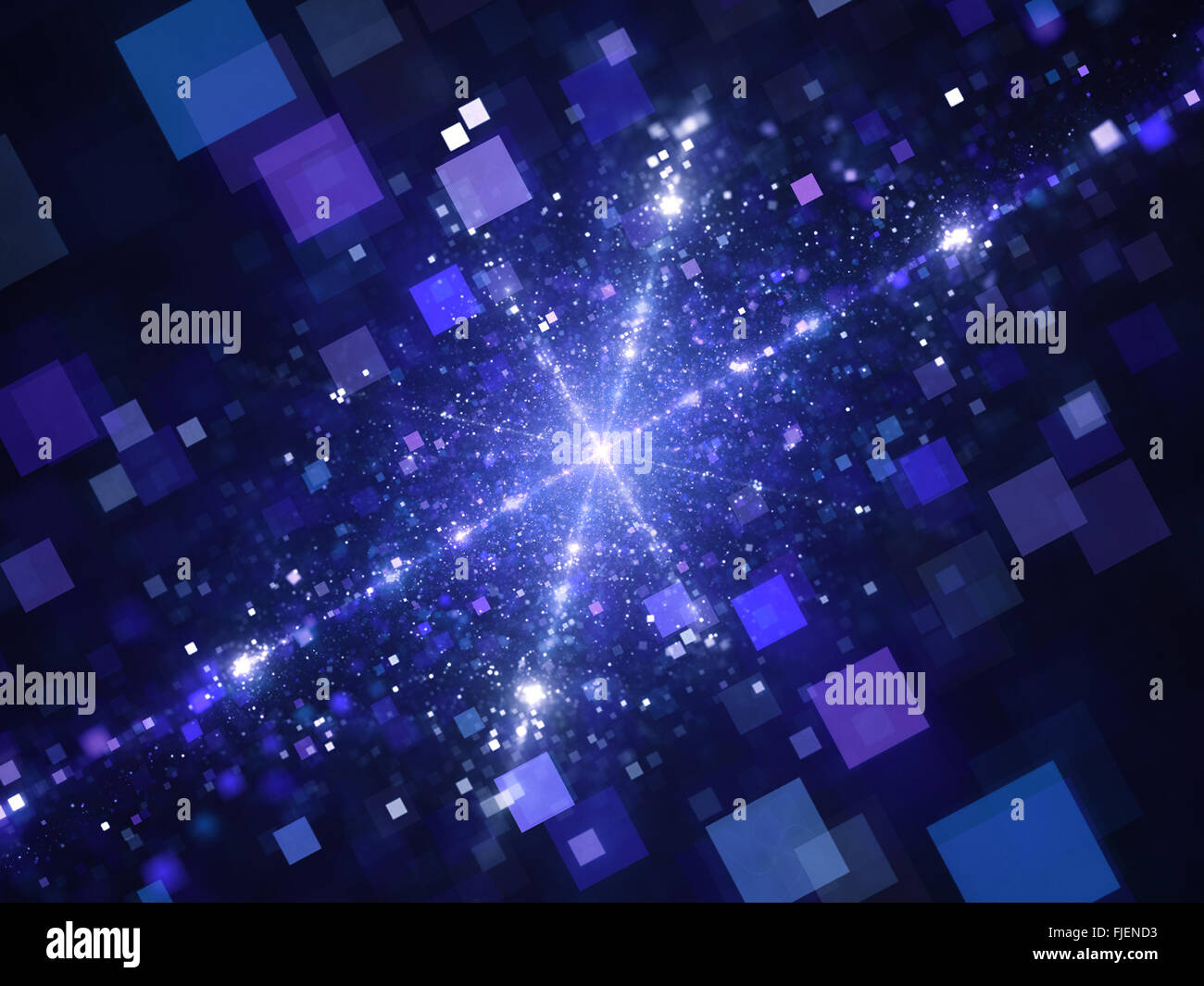 Blue technology squares with glowing stars, computer generated abstract ...