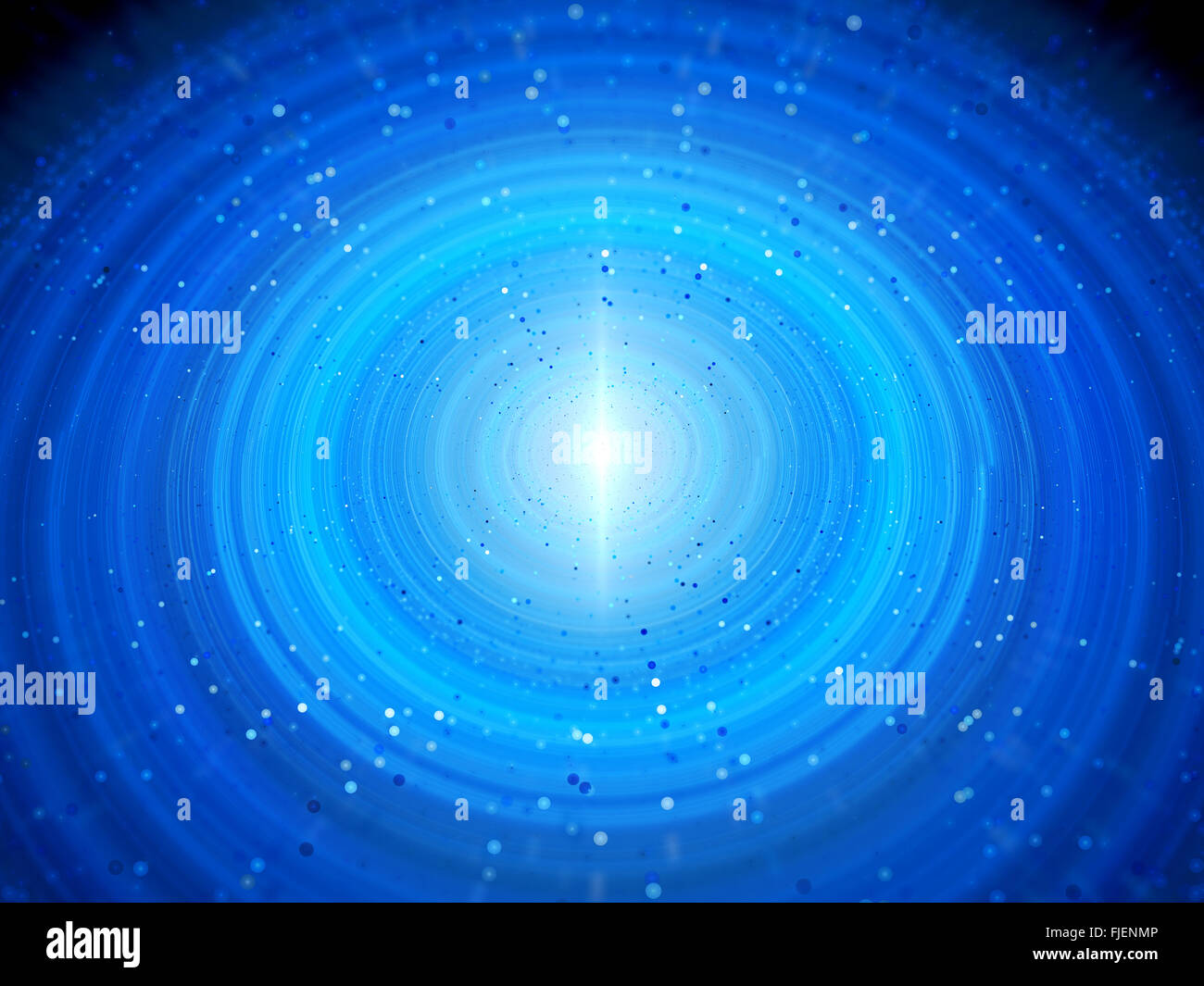 Blue glowing solar system with particles in early stage, computer ...