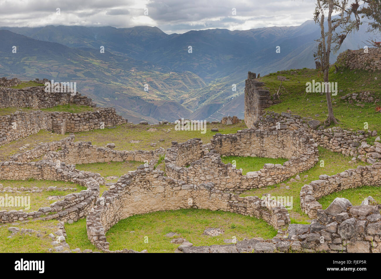 Part of the ruins of the ancient citadel of Kuelap in Northern Peru ...
