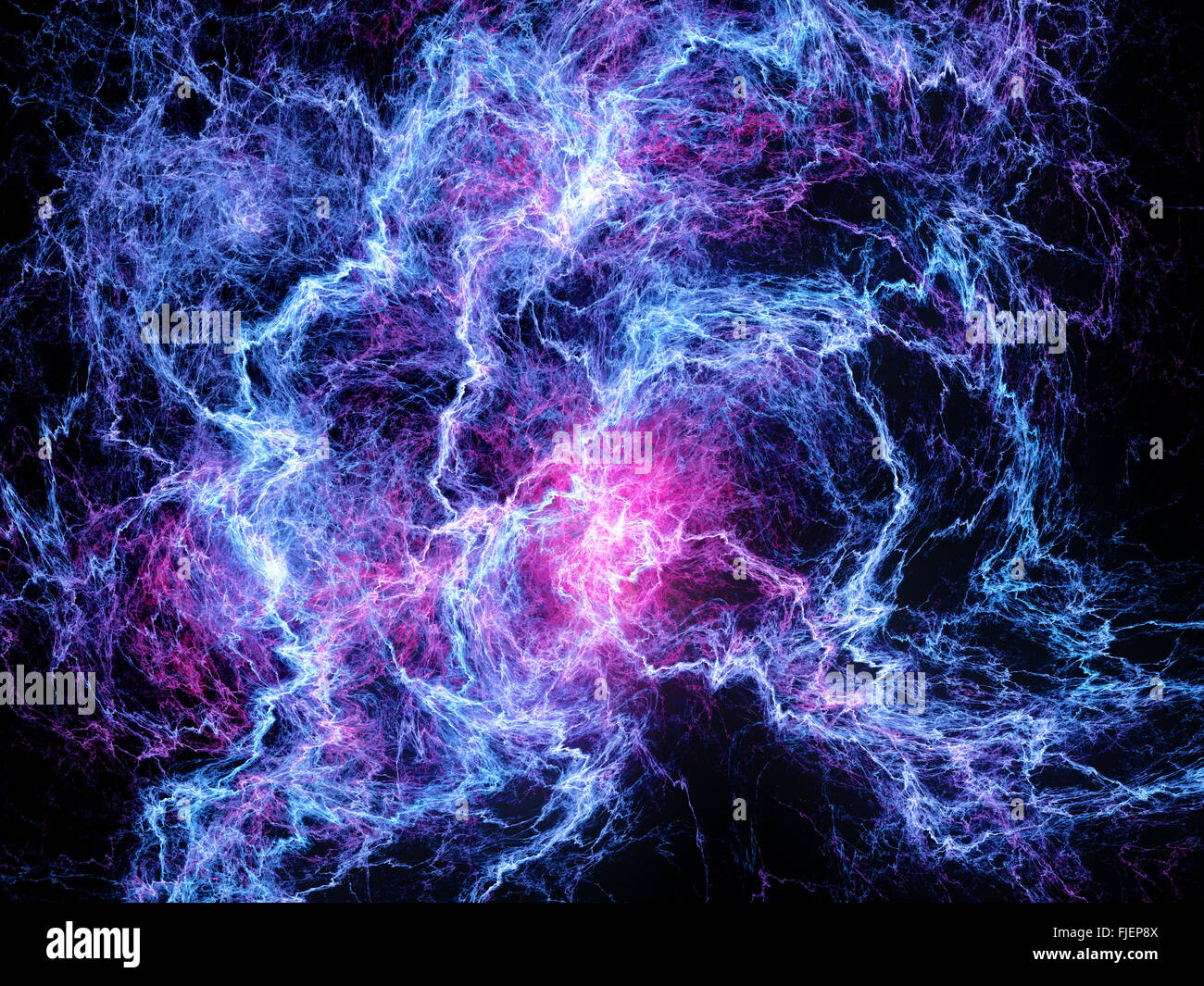 Multicolored glowing high energy lightning, computer generated abstract ...