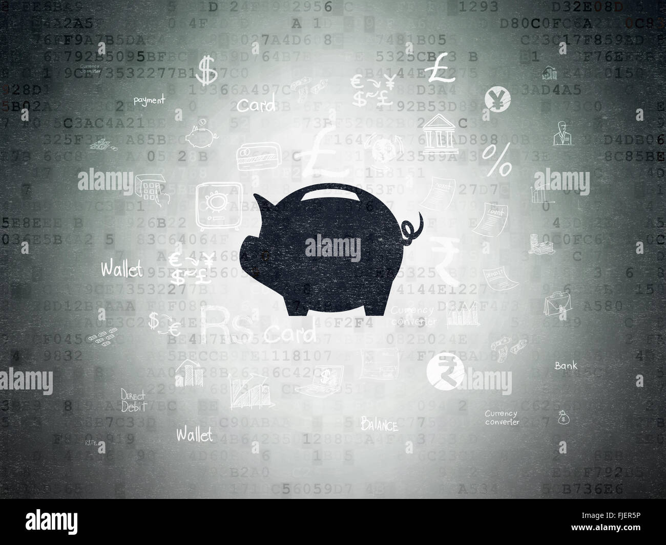 Currency concept: Money Box on Digital Paper background Stock Photo - Alamy
