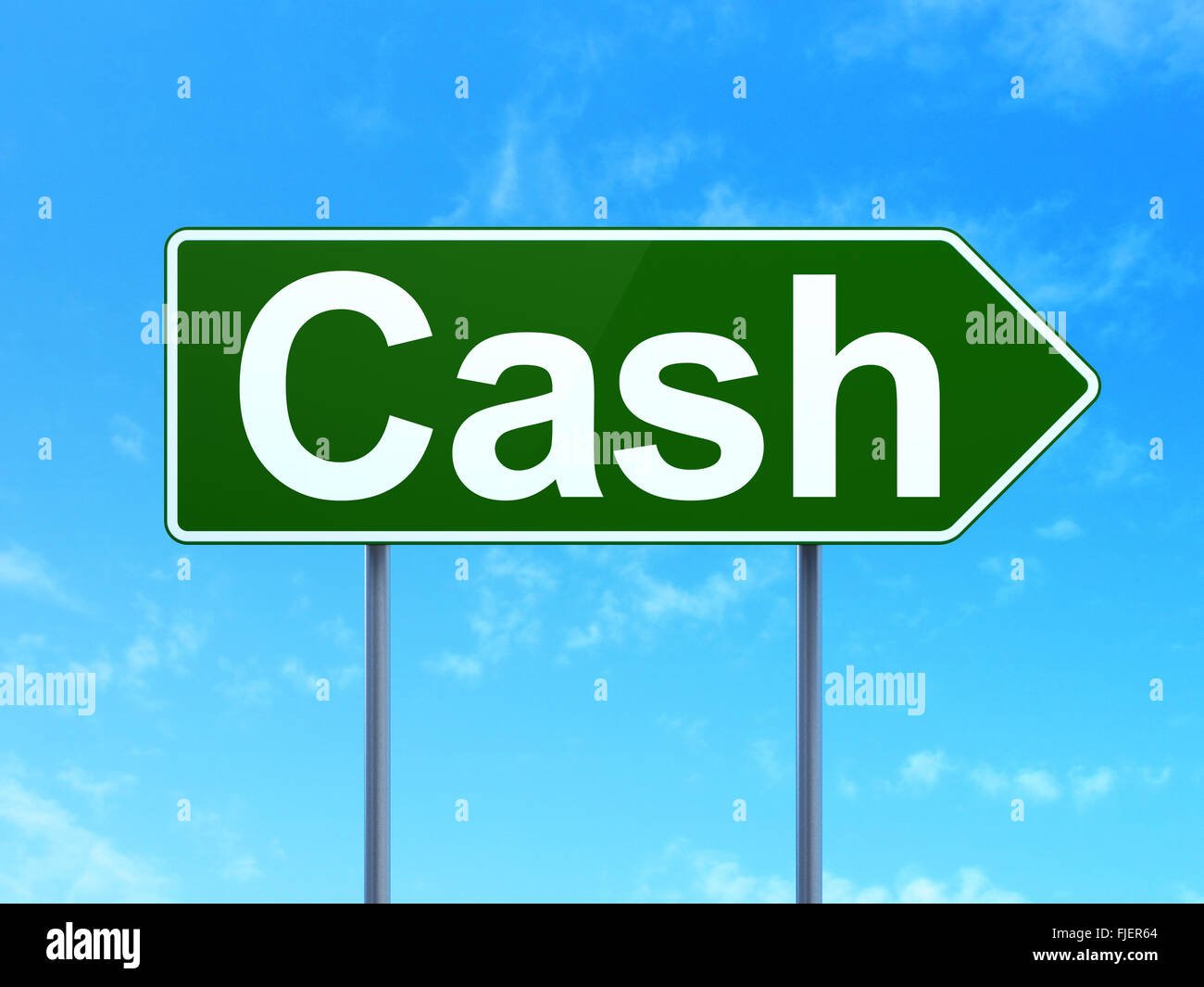 Banking concept: Cash on road sign background Stock Photo - Alamy