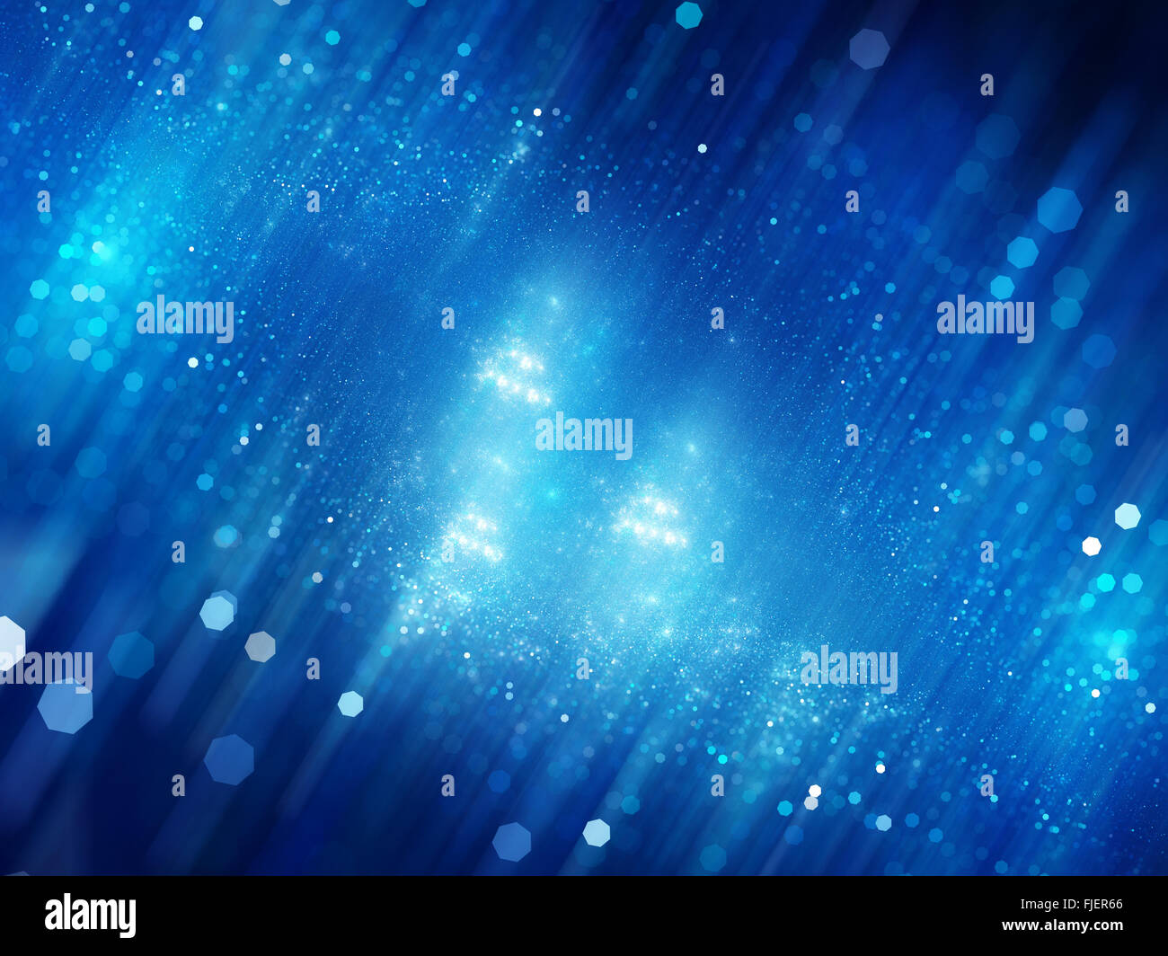 Blue glowing deep blurry interstellar space, computer generated ...