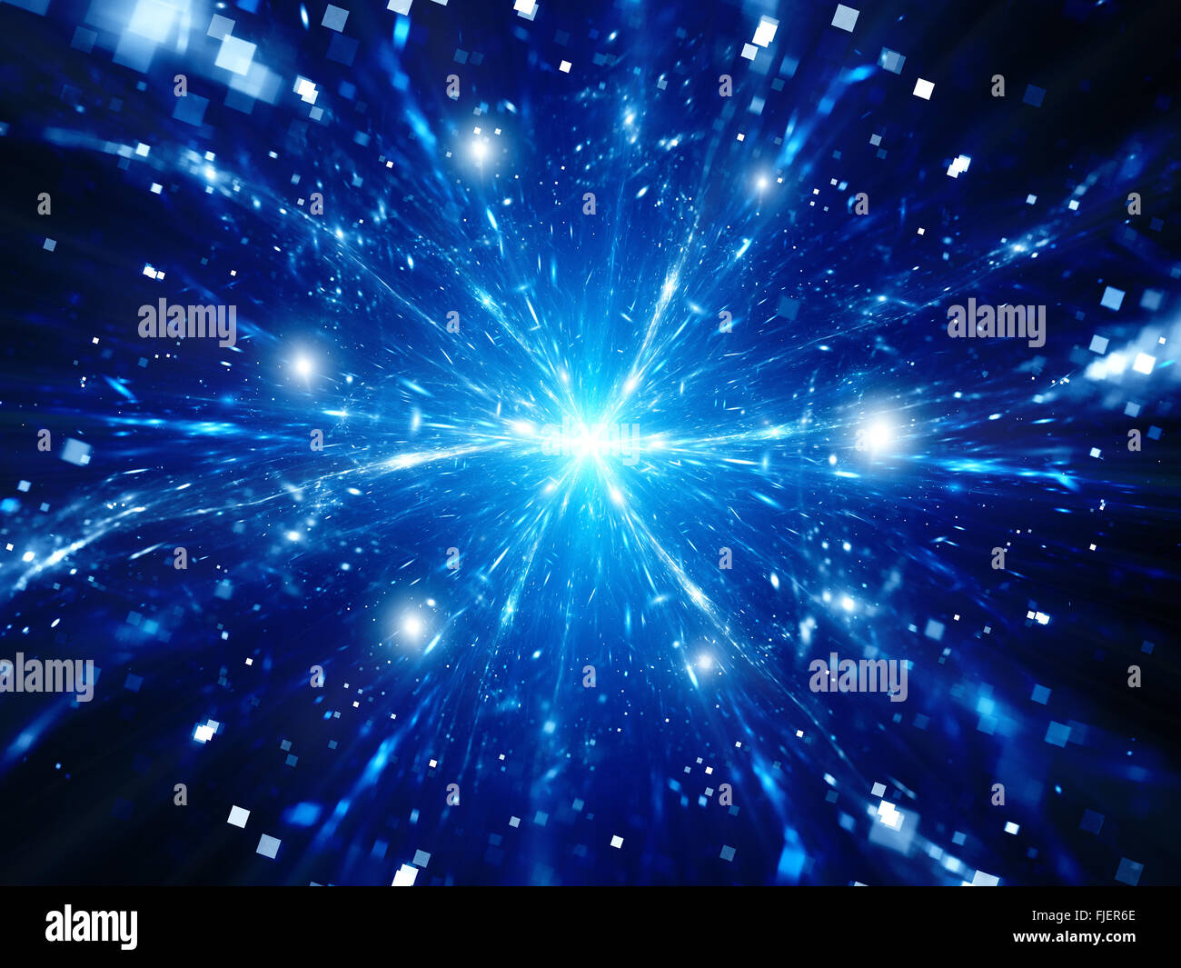 Magical explosion of big data in space, computer generated abstract ...