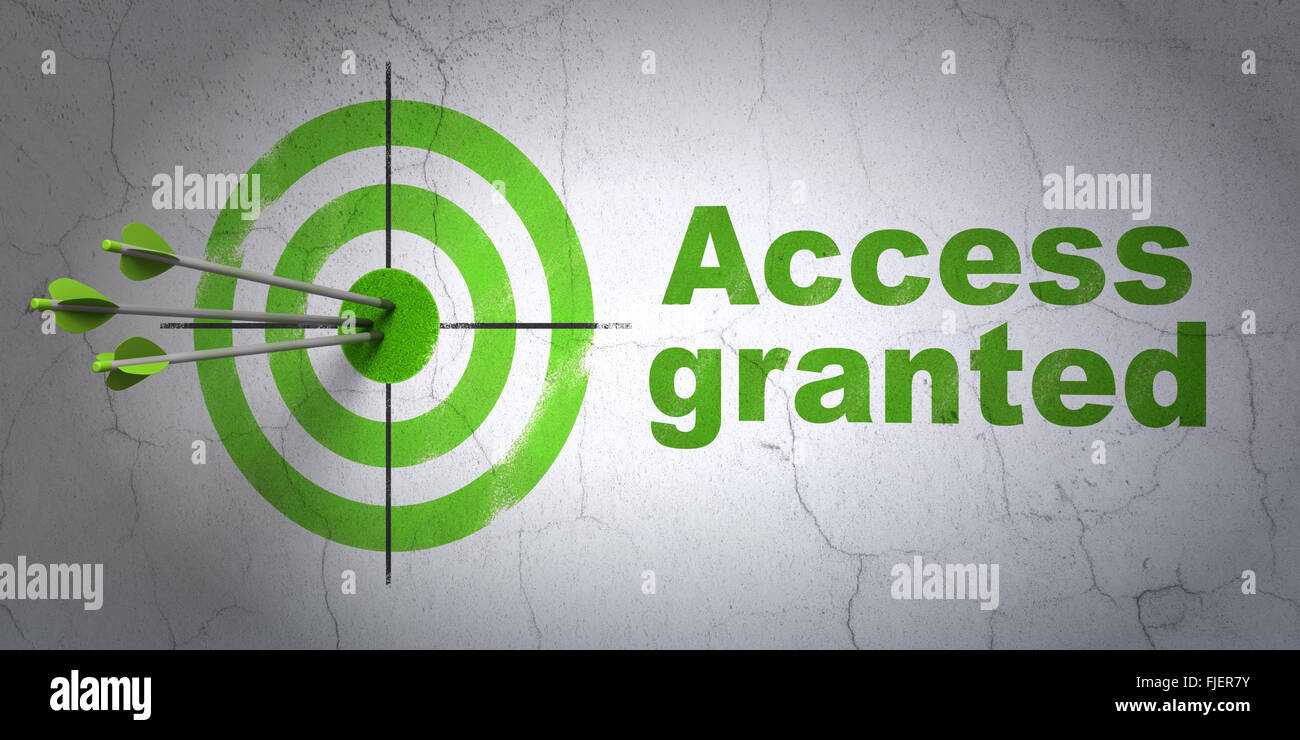 Safety concept: target and Access Granted on wall background Stock ...