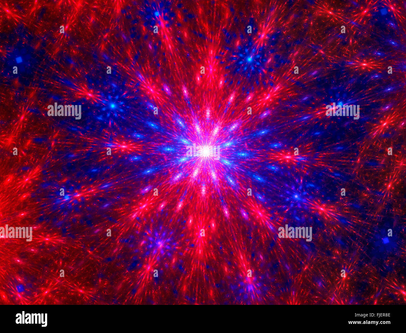 Multicolored glowing fractal star, computer generated abstract ...