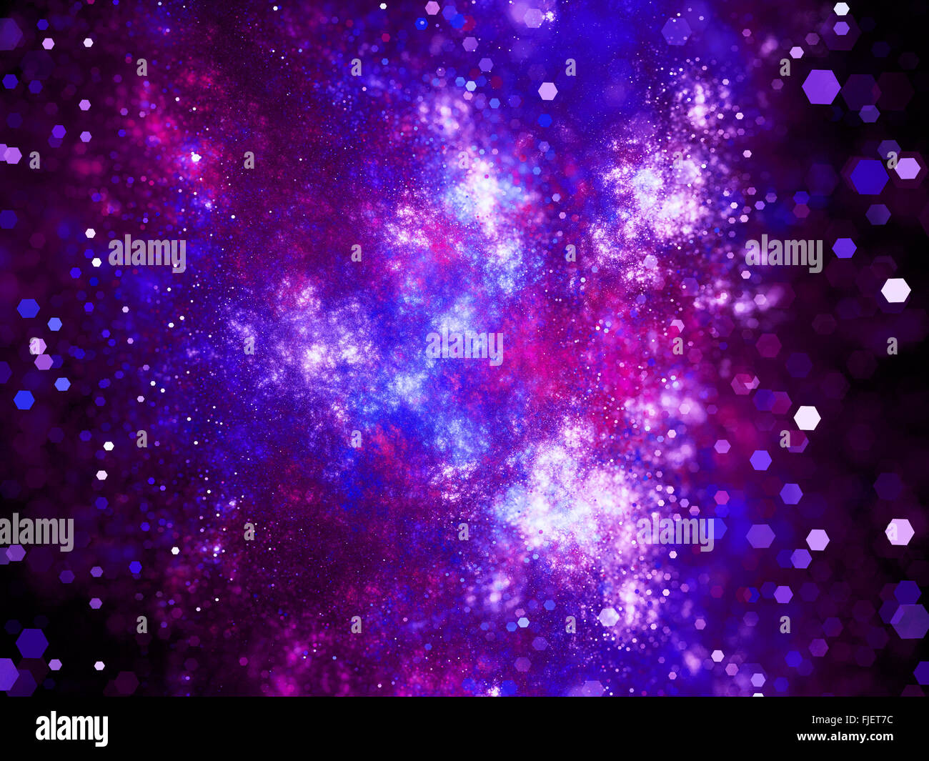 Purple glowing deep interstellar space with particles, computer generated abstract background ...