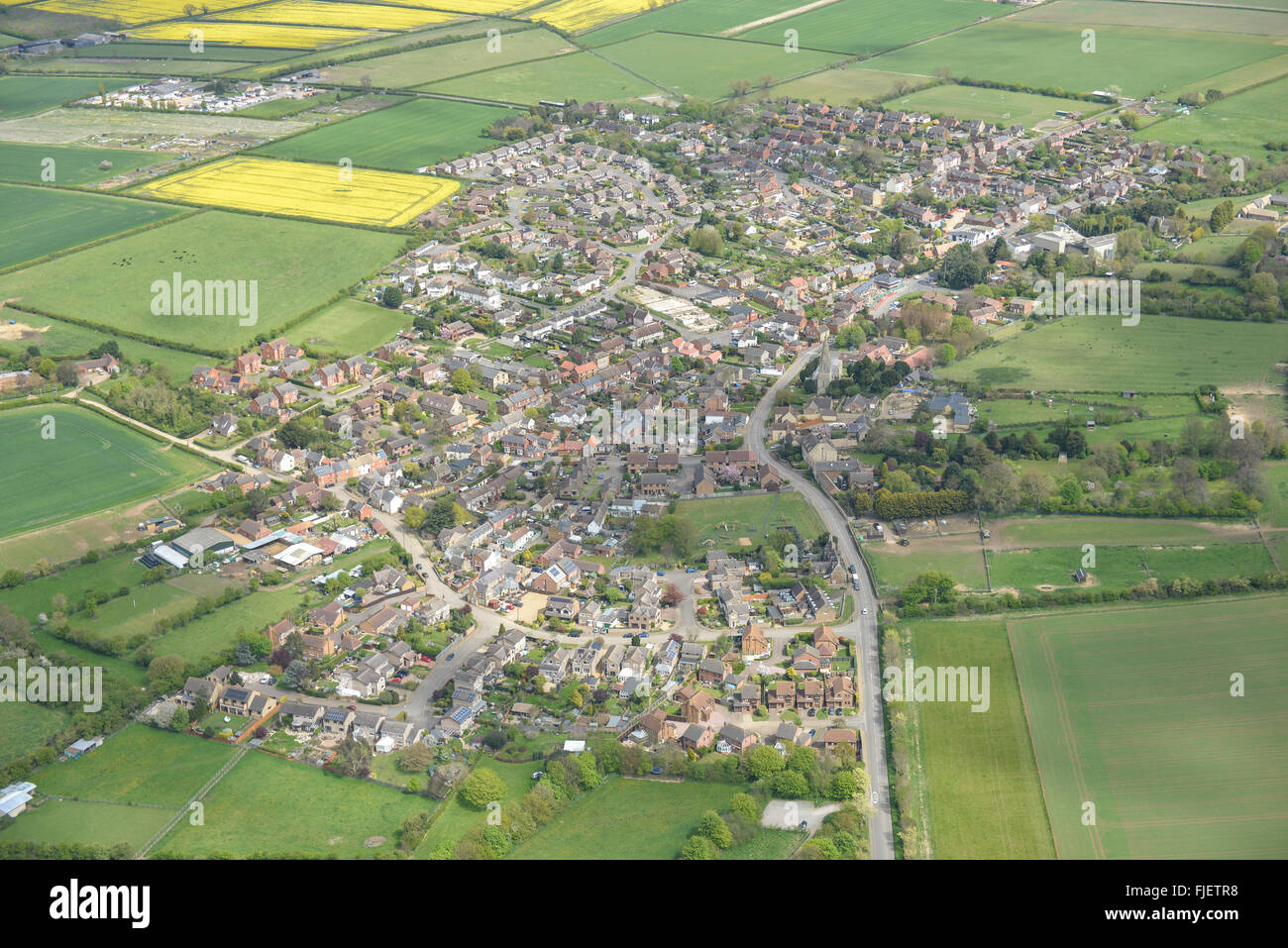 An aerial view of the Northamptonshire village of Ringstead and ...