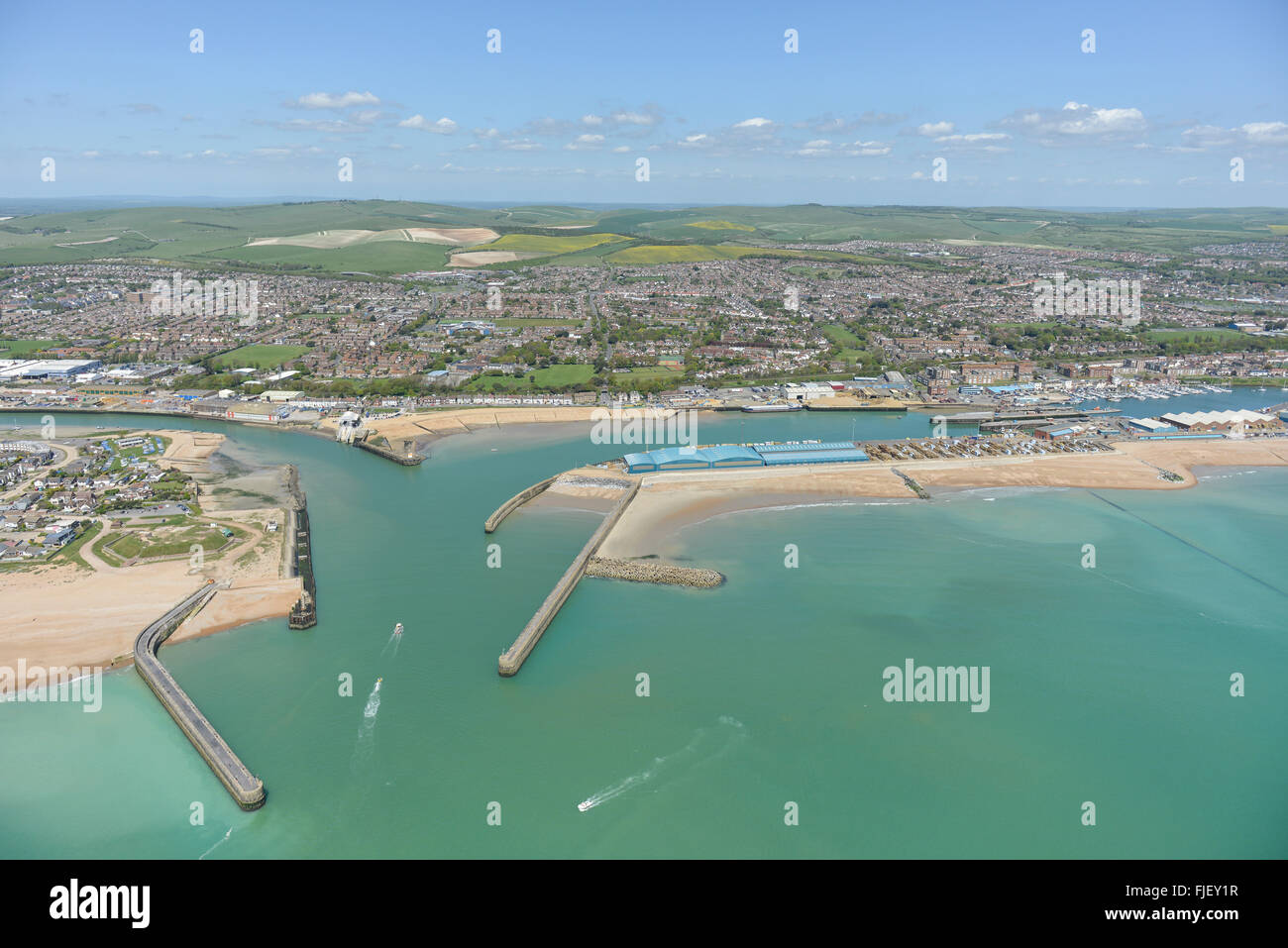 An aerial view of Shoreham Harbour in West Sussex Stock Photo - Alamy