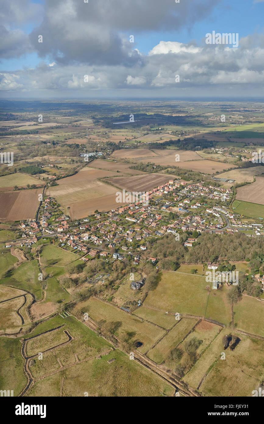An aerial view of the Suffolk village of Snape and surrounding ...