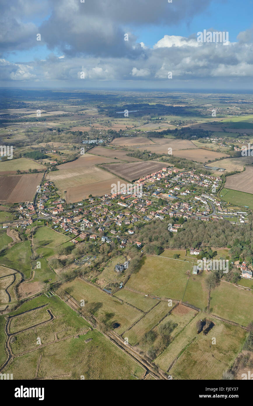 An aerial view of the Suffolk village of Snape and surrounding ...