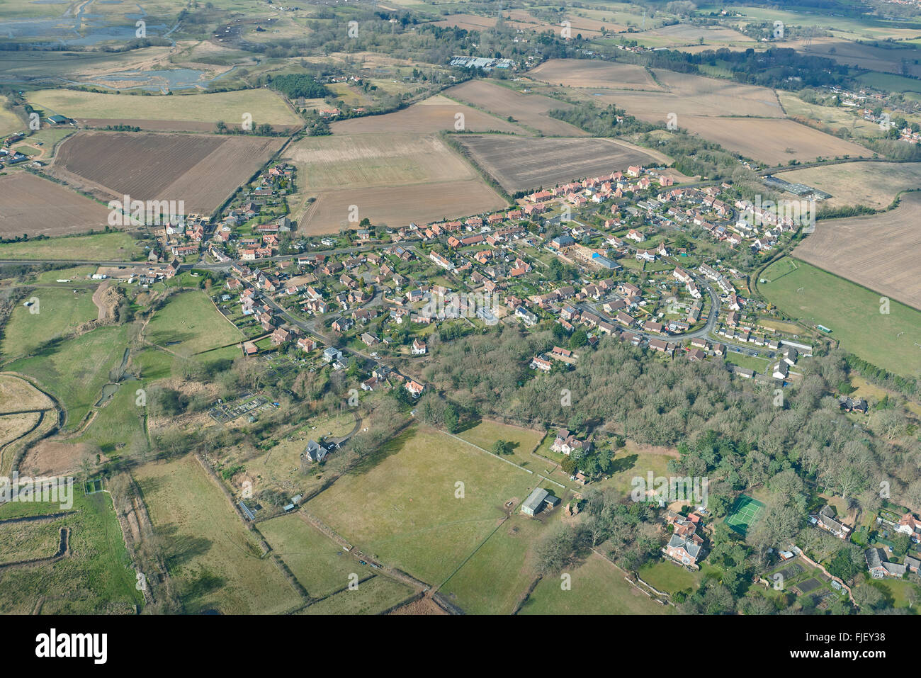 An aerial view of the Suffolk village of Snape and surrounding ...