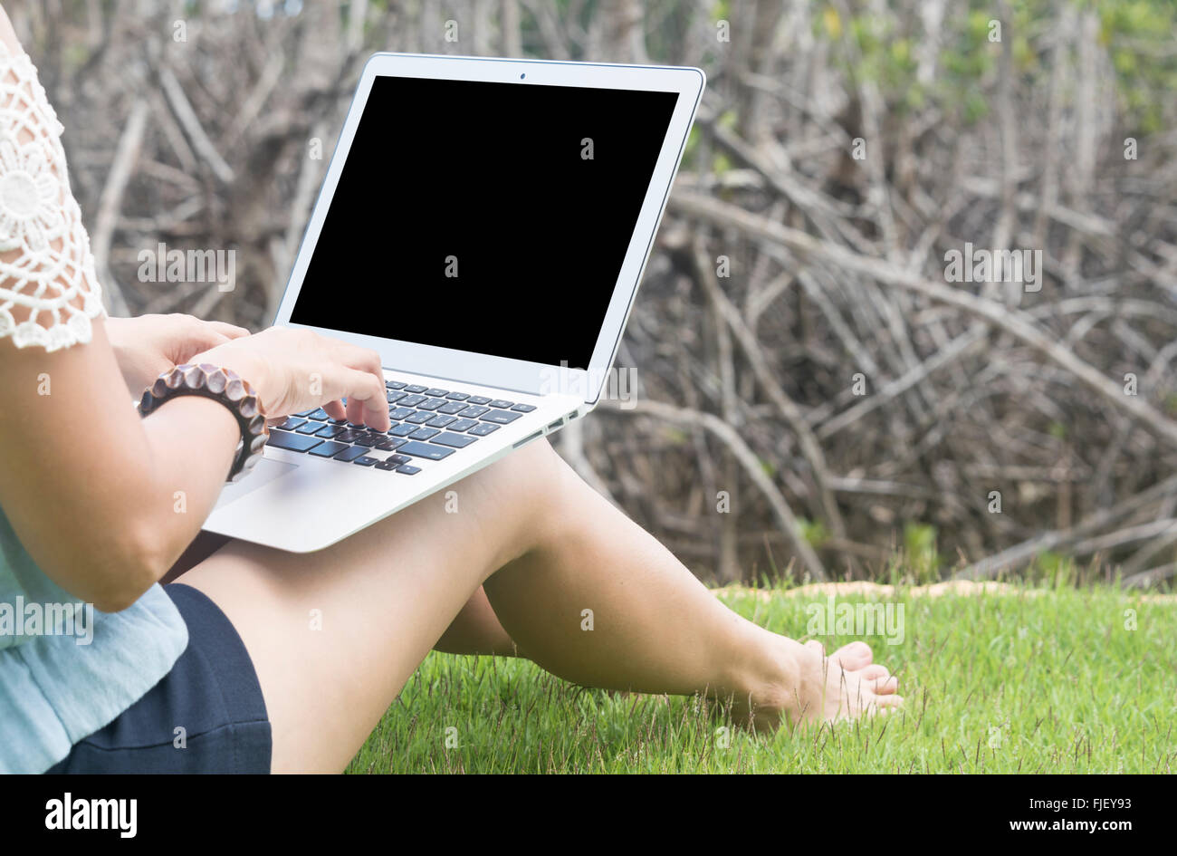 young women using laptop computer at home. technology concept ...