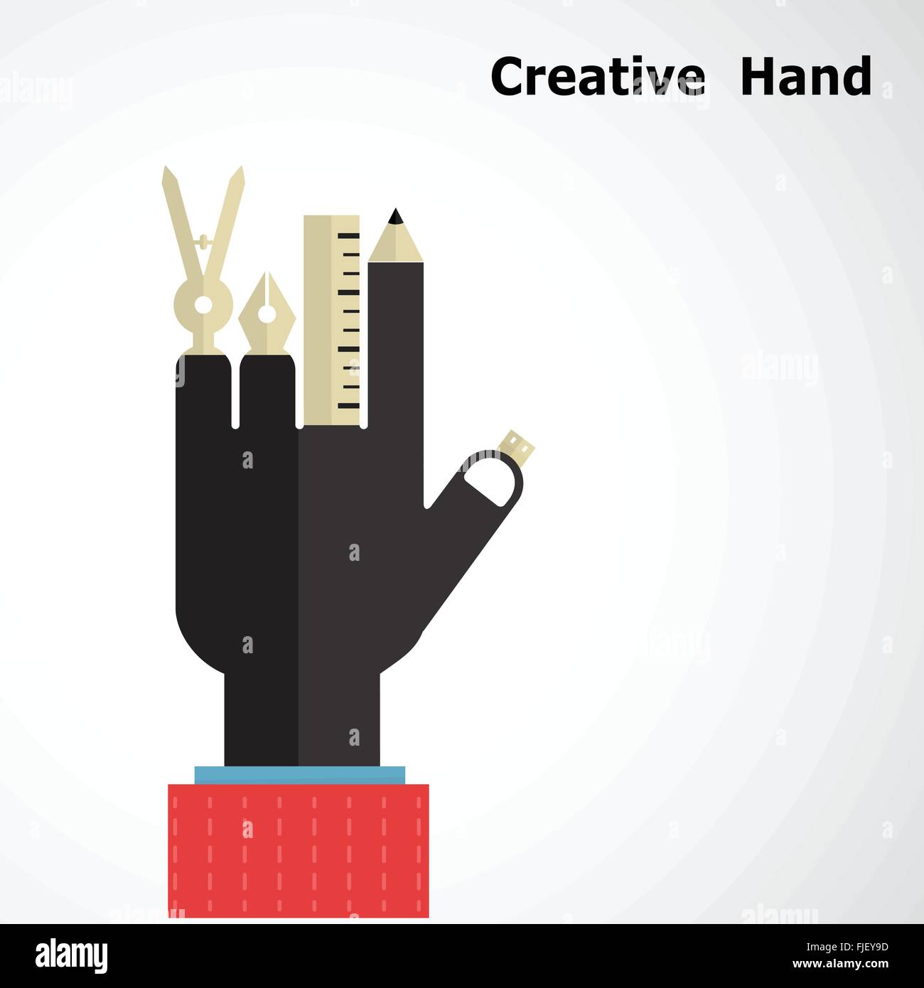 Creative hand logo design templates. Drawing instrument sign with ...