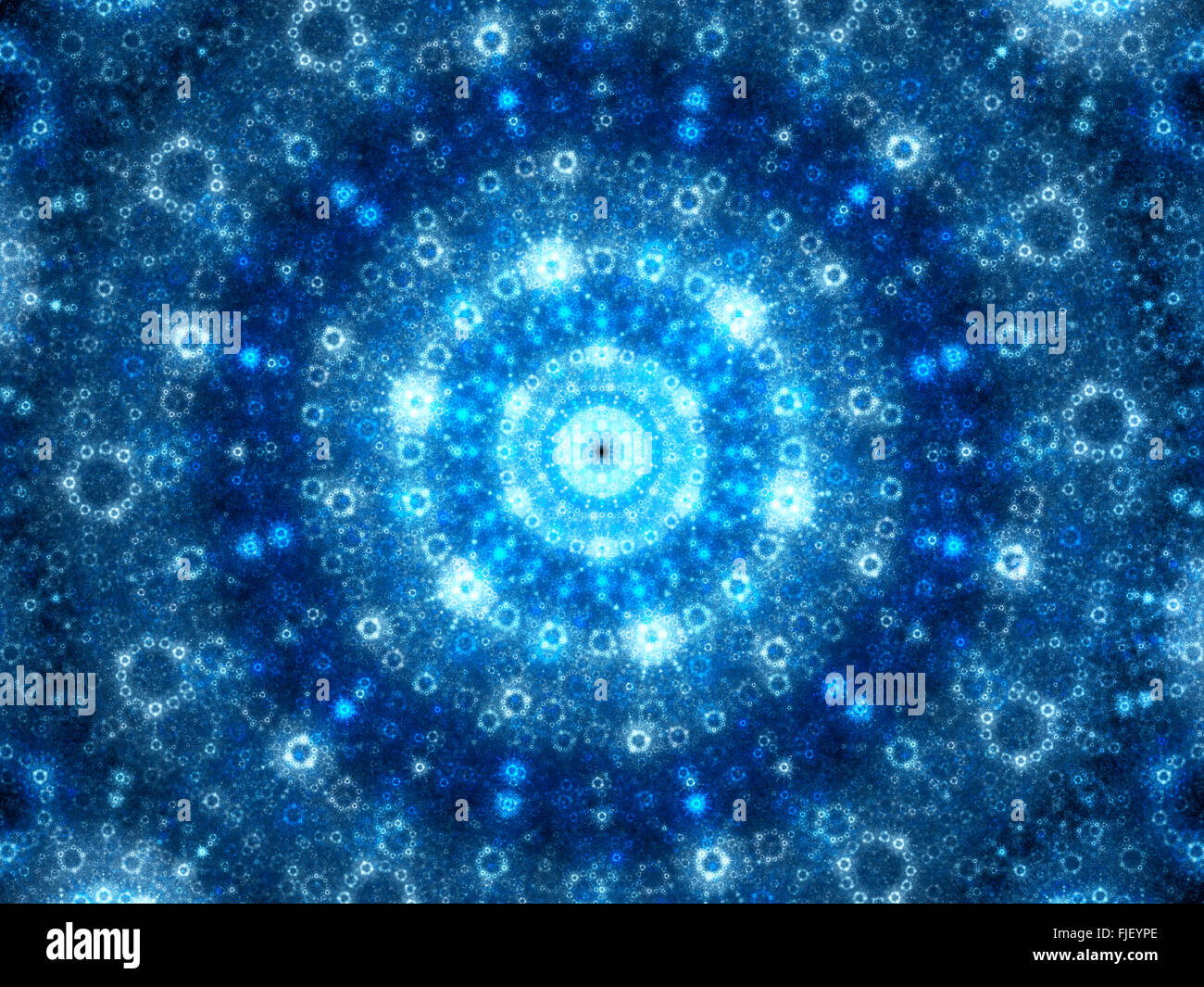 Blue glowing spherical fractal artwork, computer generated abstract ...