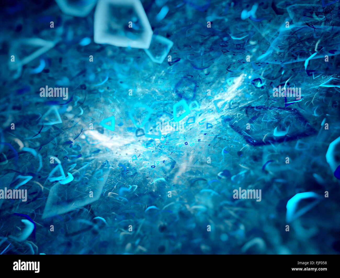 Cosmic explosion in space with particles, big bang or data, computer ...