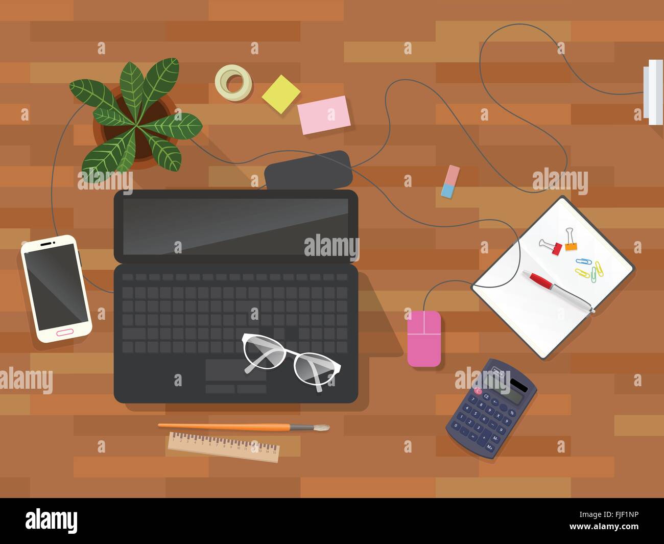 Top view calculator pen Stock Vector Images - Alamy