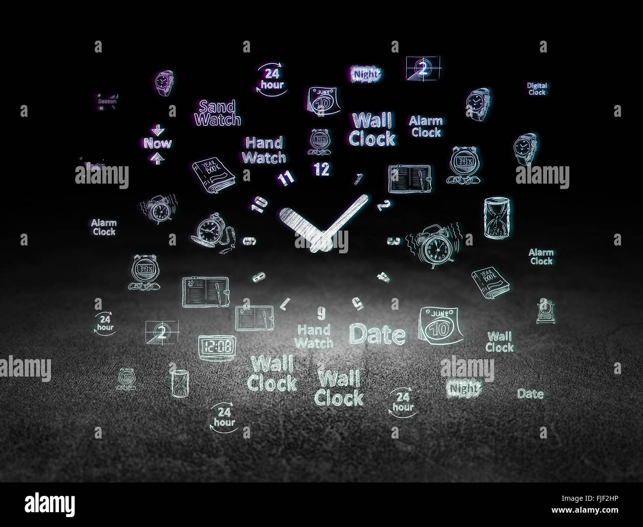 Time concept: Clock in grunge dark room Stock Photo - Alamy