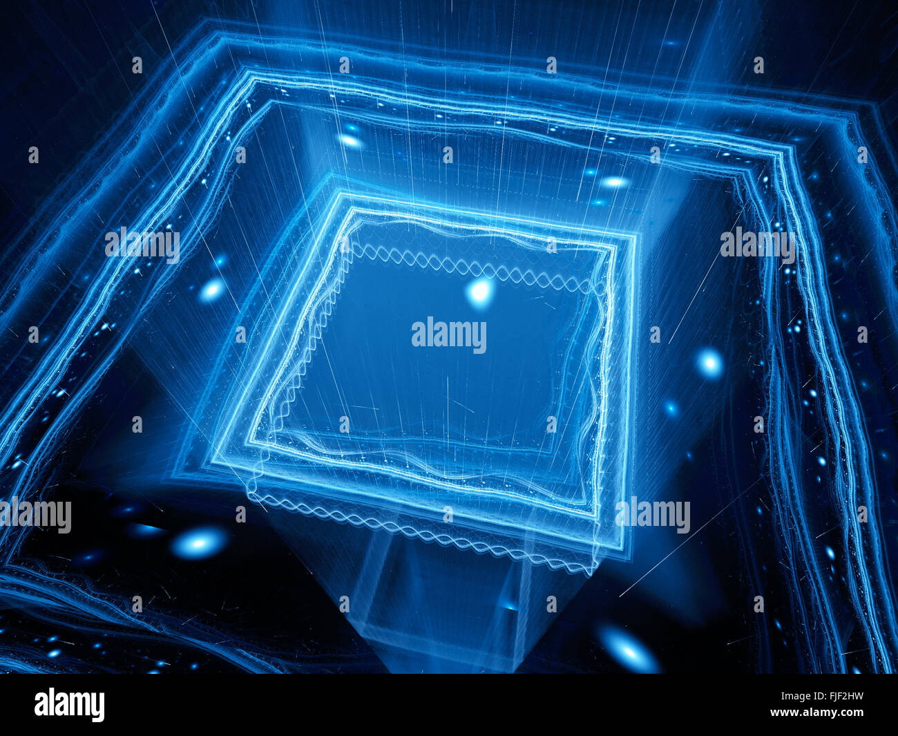 Blue glowing quantum processor, computer generated abstract background ...
