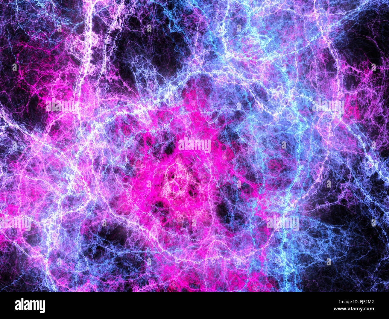 High voltage plasma in space, blue and pink flame, computer generated ...